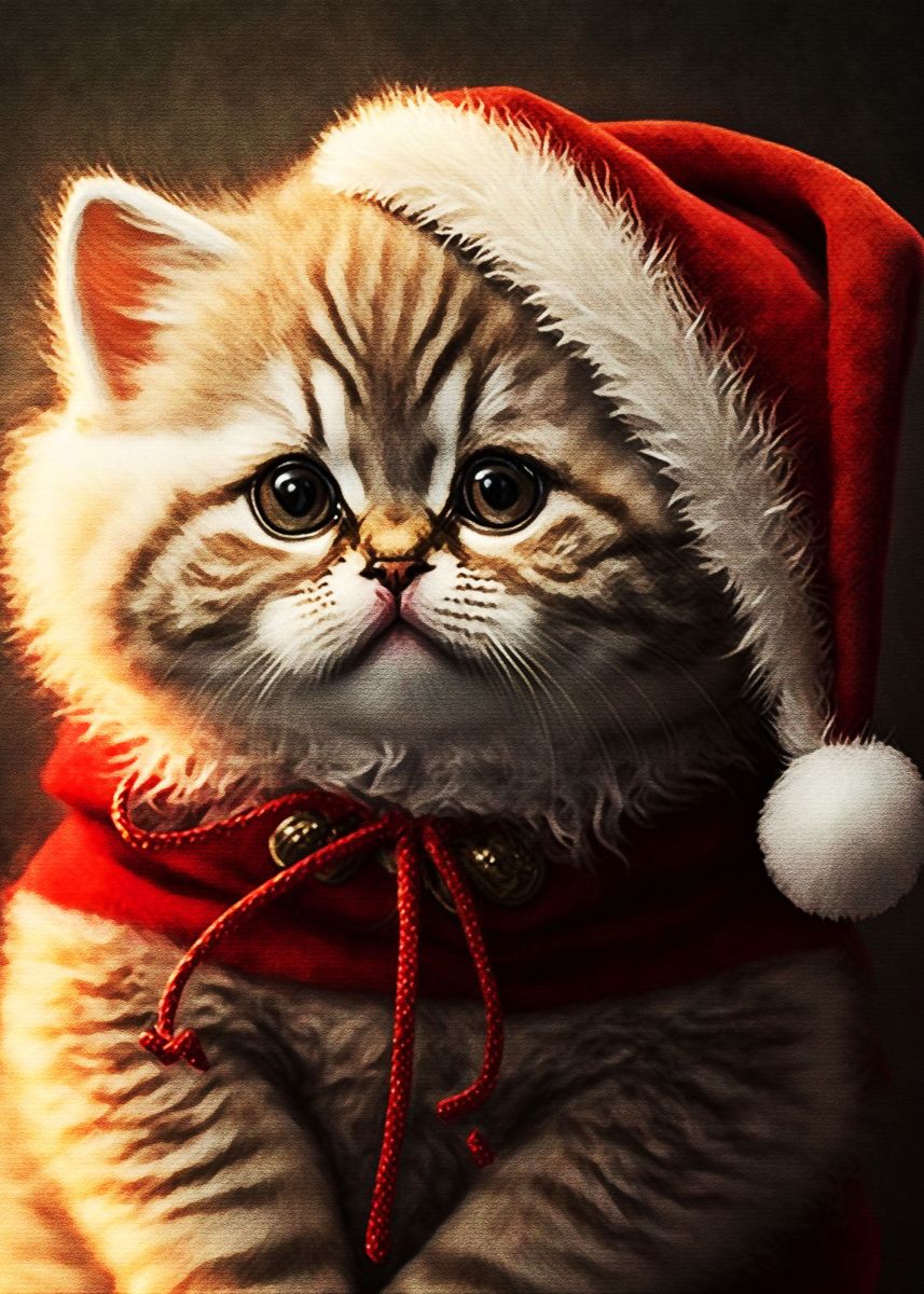 'Santa dressed cat' Poster, picture, metal print, paint by Muh Asdar ...