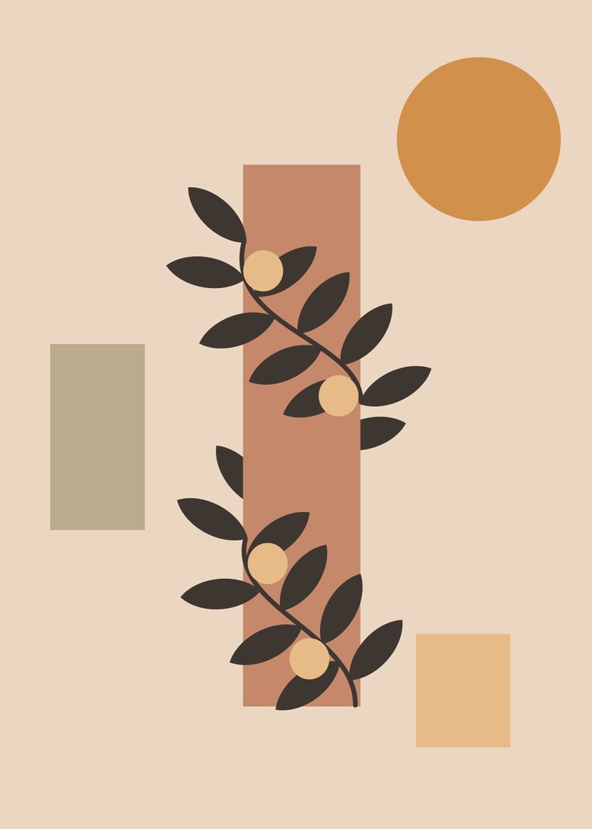 'Geometric leafy pattern' Poster by Human Shadow | Displate