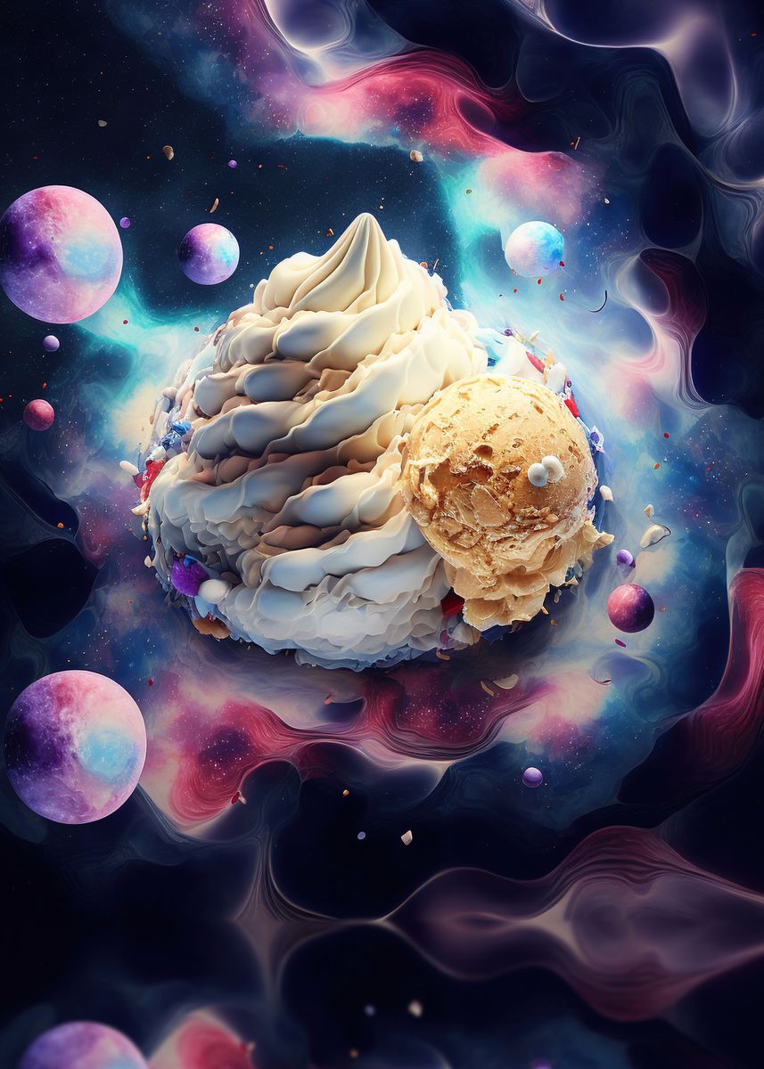 'Ice cream planets' Poster, picture, metal print, paint by Stefan Merz ...