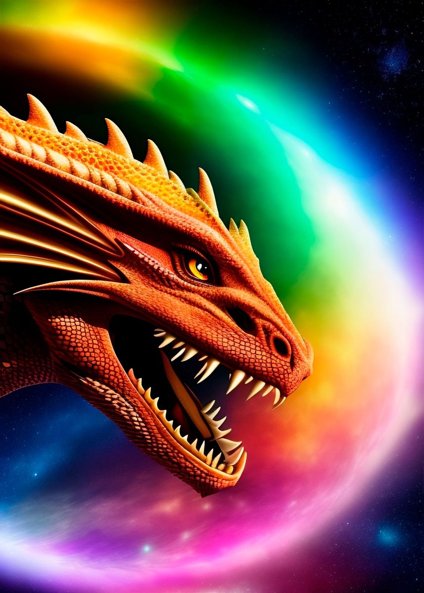 'Astral Red Dragon' Poster, picture, metal print, paint by Antom | Displate