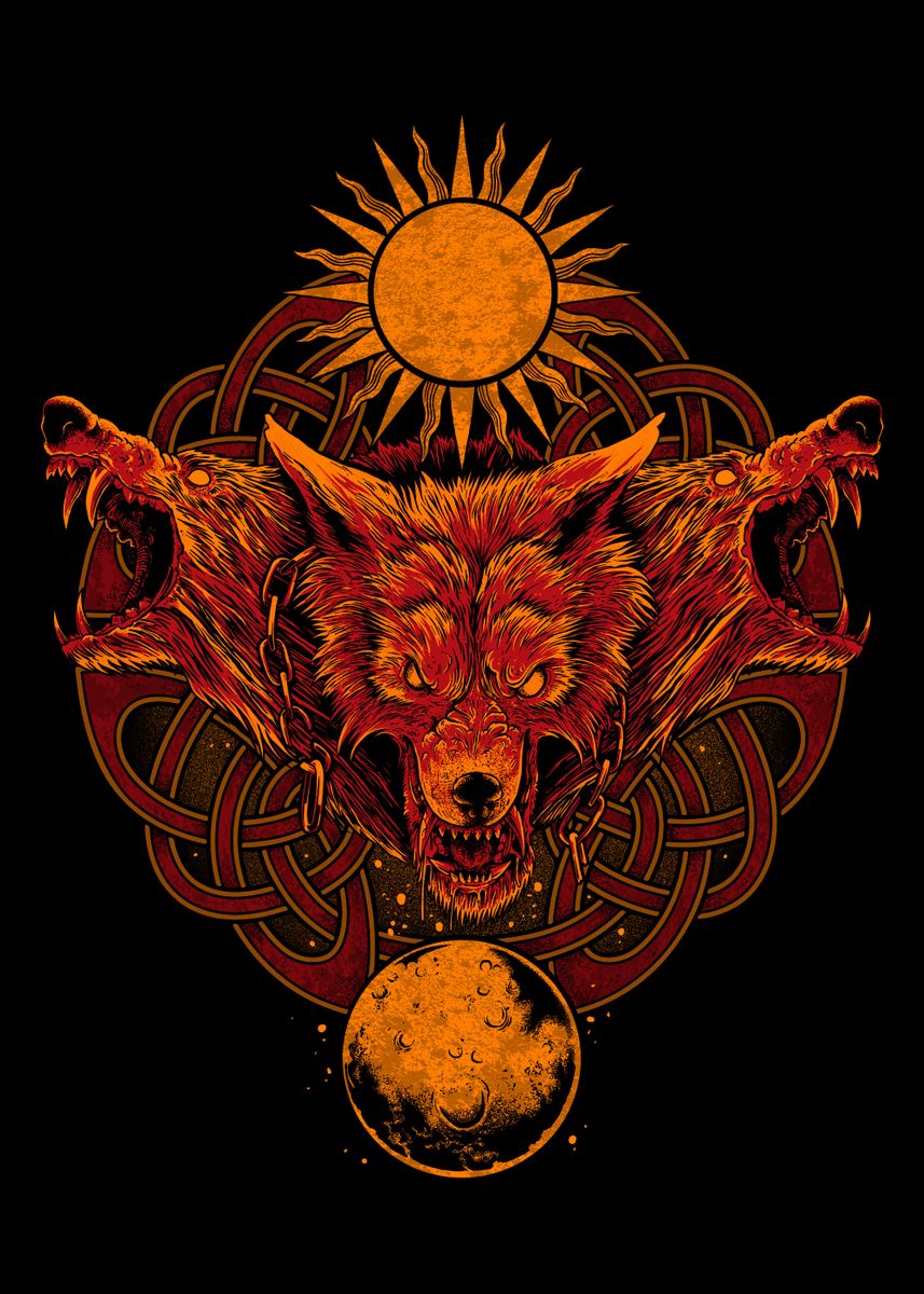 'Norse Pagan Viking Wolves' Poster, picture, metal print, paint by ...