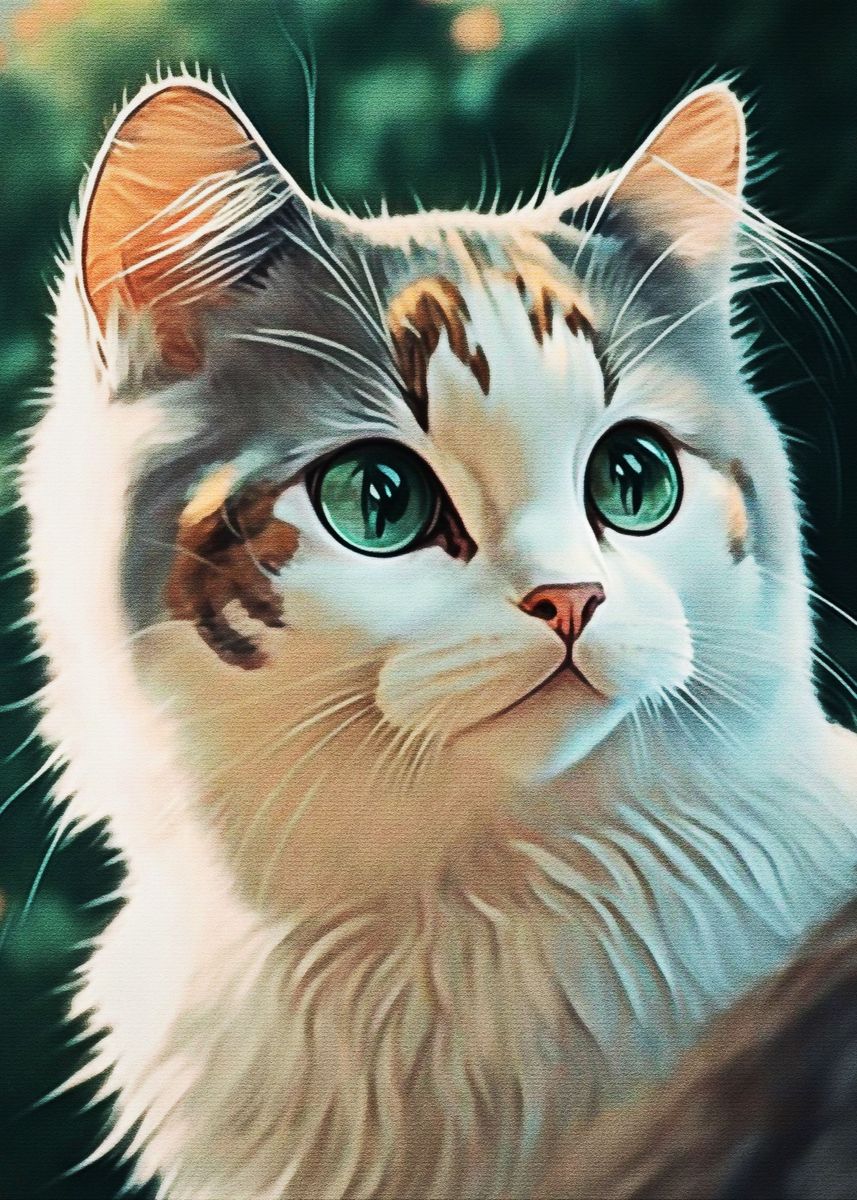 'Cute Cat New Paint' Poster, picture, metal print, paint by Muh Asdar ...