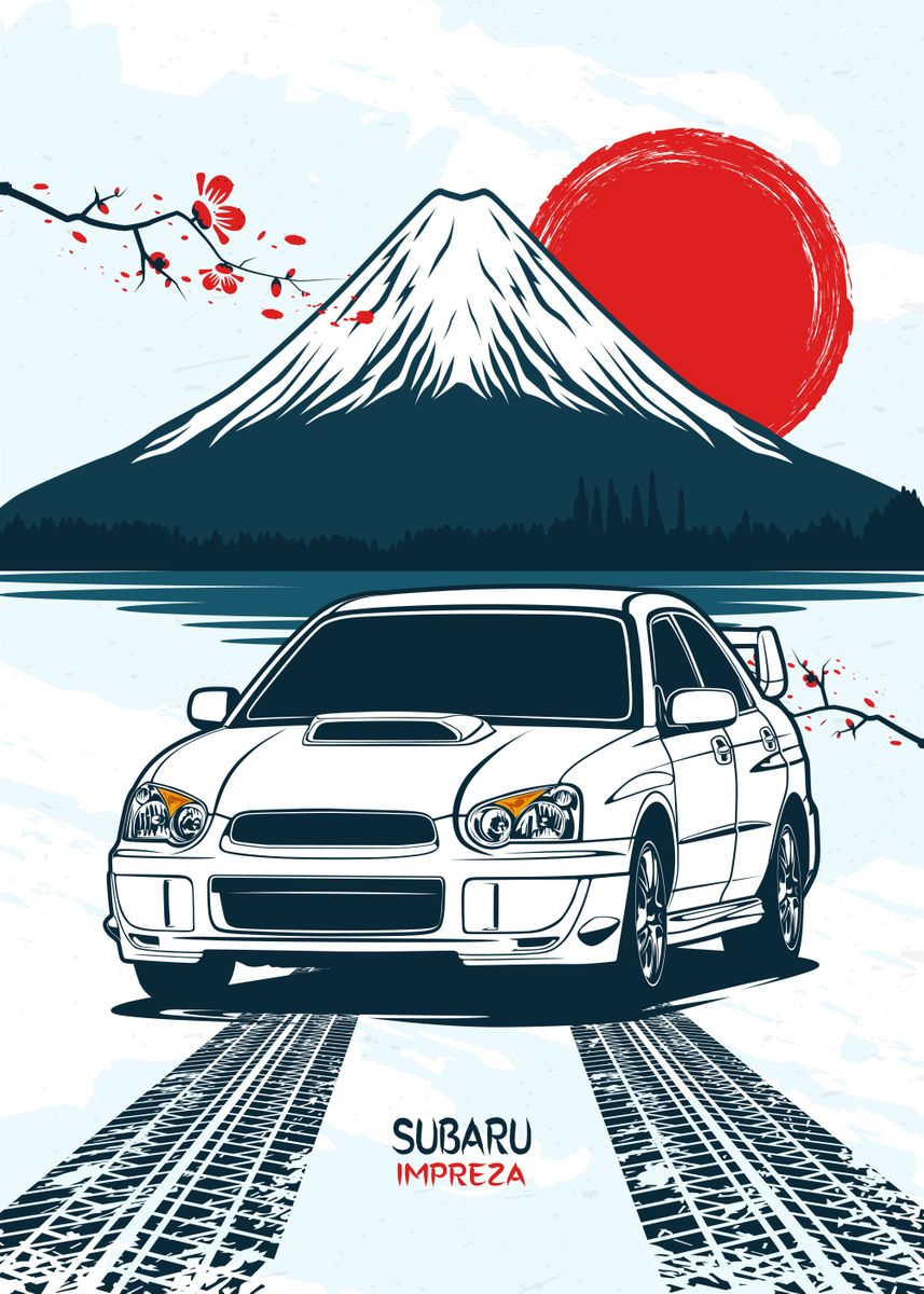 'Subaru Impreza' Poster, picture, metal print, paint by Faissal Thomas ...