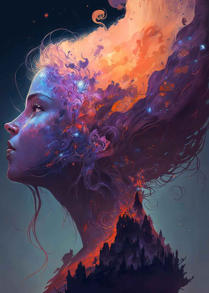 'Cosmo Goddess' Poster, picture, metal print, paint by Stephen Schreck ...