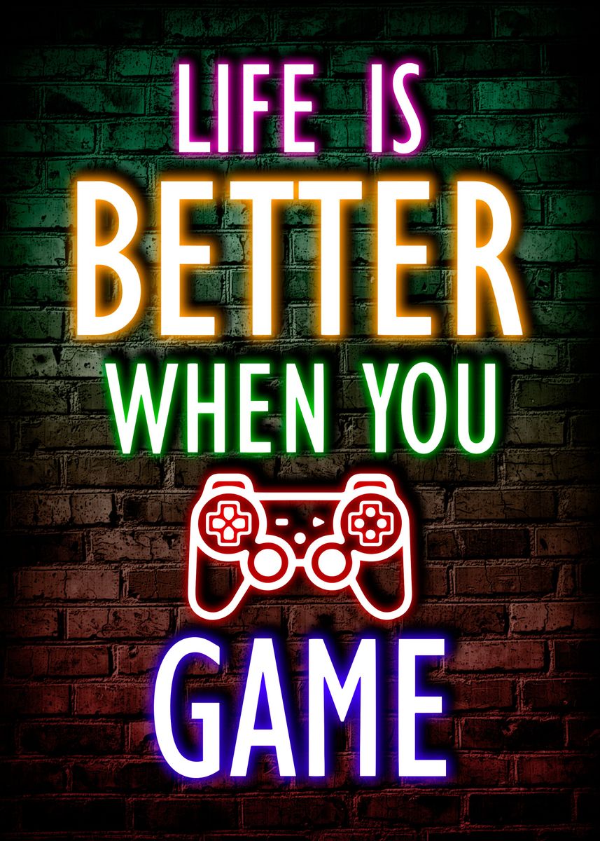 'Game Gaming Gamer neon' Poster, picture, metal print, paint by Metal ...