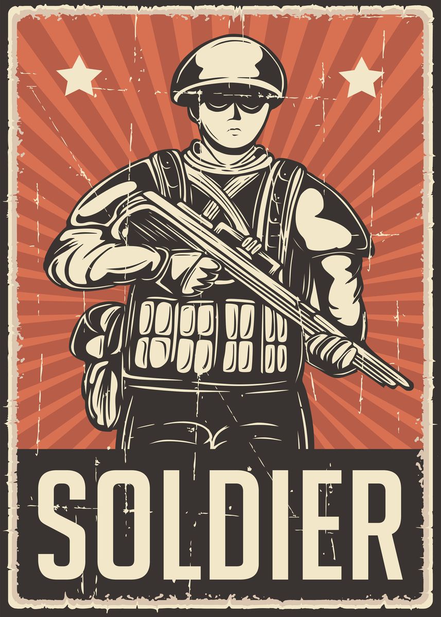 'Brave Soldier' Poster, picture, metal print, paint by Tom Cage | Displate