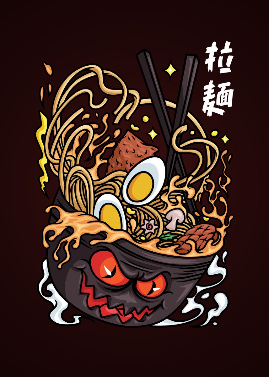 'Evil ramen' Poster, picture, metal print, paint by Faissal Thomas ...
