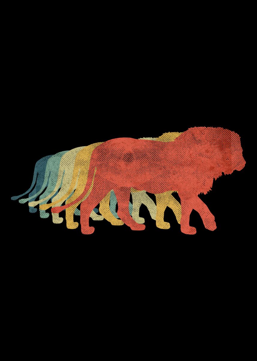 'Lion Retro Vintage' Poster, picture, metal print, paint by El Tropico ...