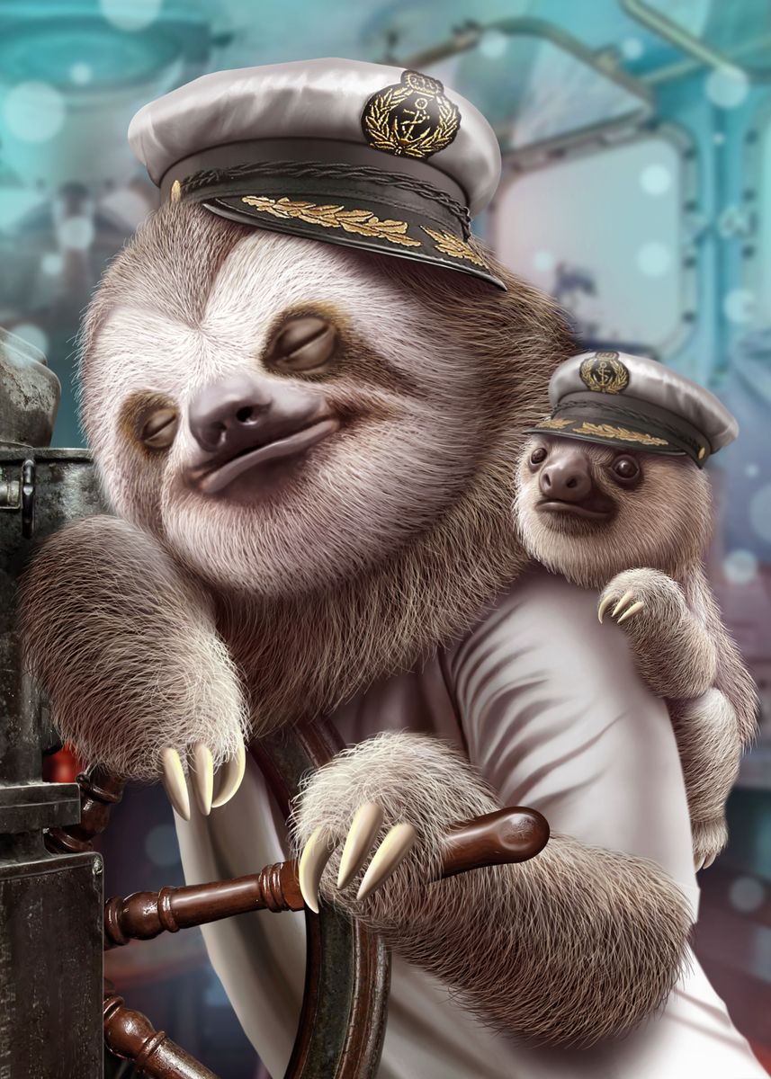 'CAPTAIN SLOTH TIDUR' Poster, picture, metal print, paint by Adam ...