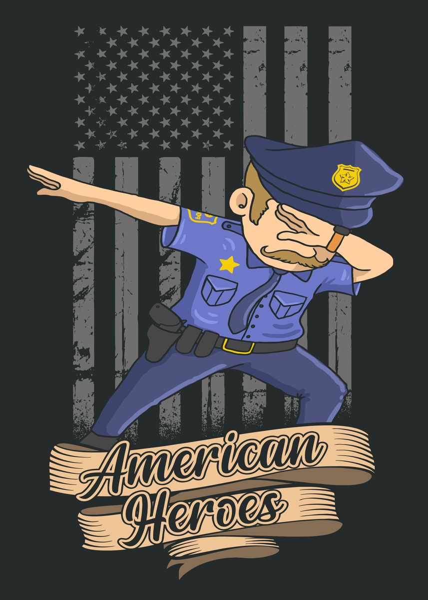 'Dabbing Police Officer' Poster, picture, metal print, paint by Tom ...