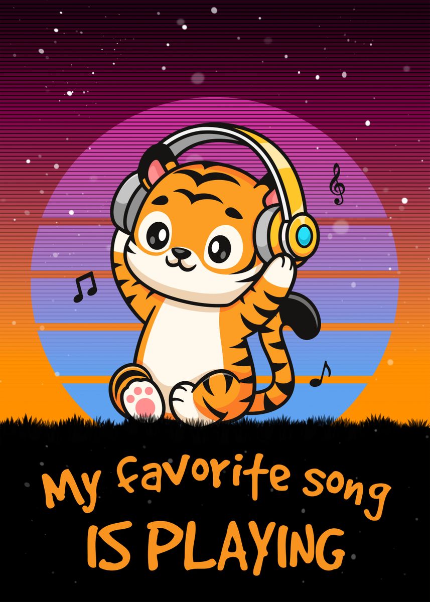 'Funny Tiger Music Vintage' Poster by All of Posters Official | Displate