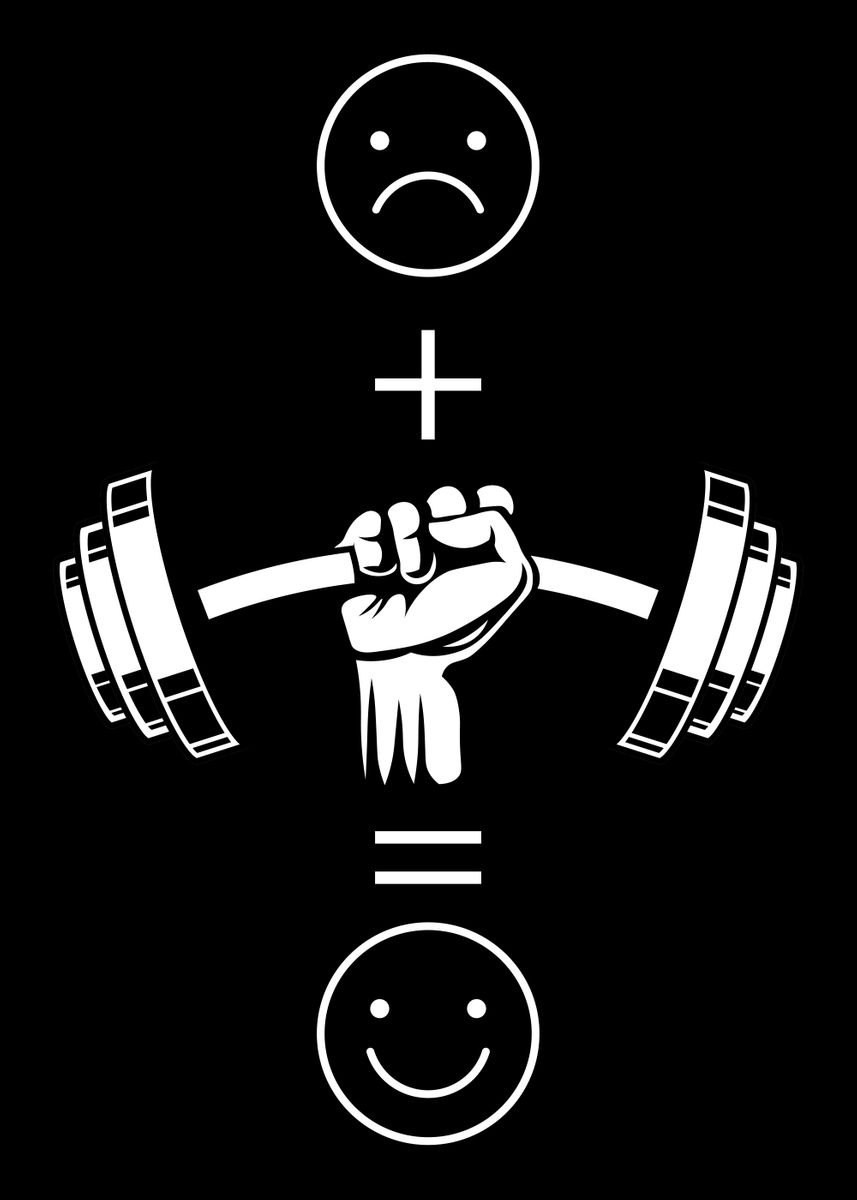 'Sad plus gym equals happy' Poster, picture, metal print, paint by One ...