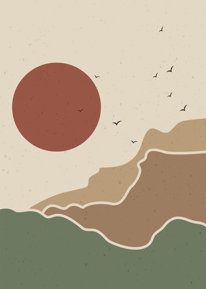 'Boho Nature Landscape' Poster, picture, metal print, paint by Rubina ...