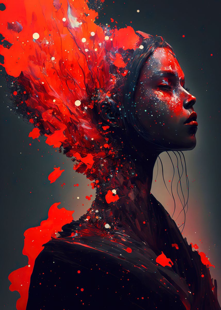 'Red Goddess' Poster, picture, metal print, paint by Stephen Schreck ...