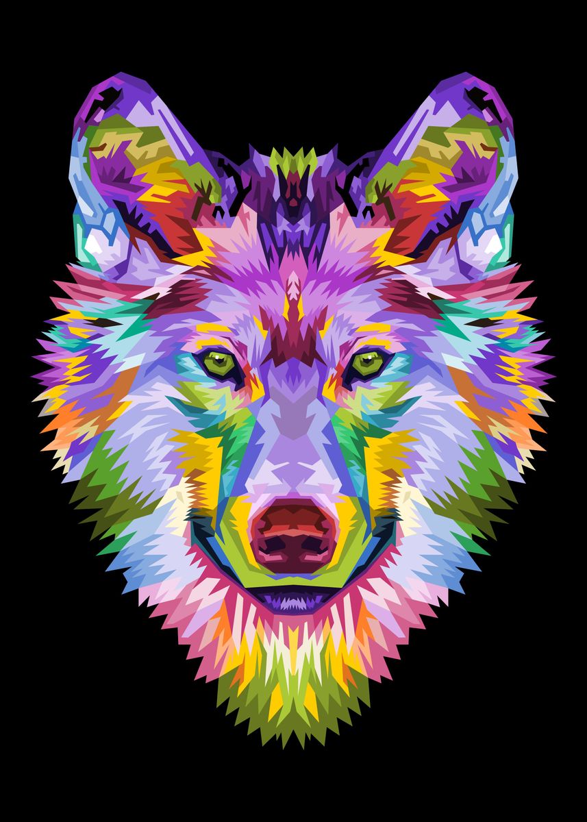 'Colorful wolf head' Poster, picture, metal print, paint by Le Duc Hiep ...