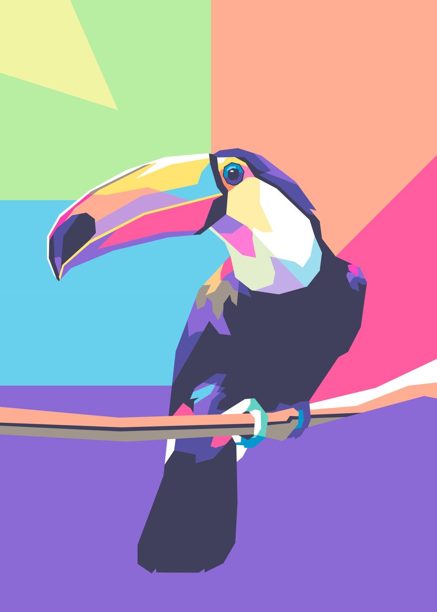 'Toco Toucan Bird in WPAP' Poster, picture, metal print, paint by V ...