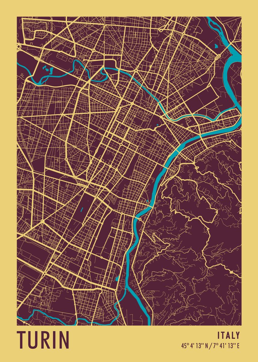 'Turin' Poster, picture, metal print, paint by Miracle Studio | Displate