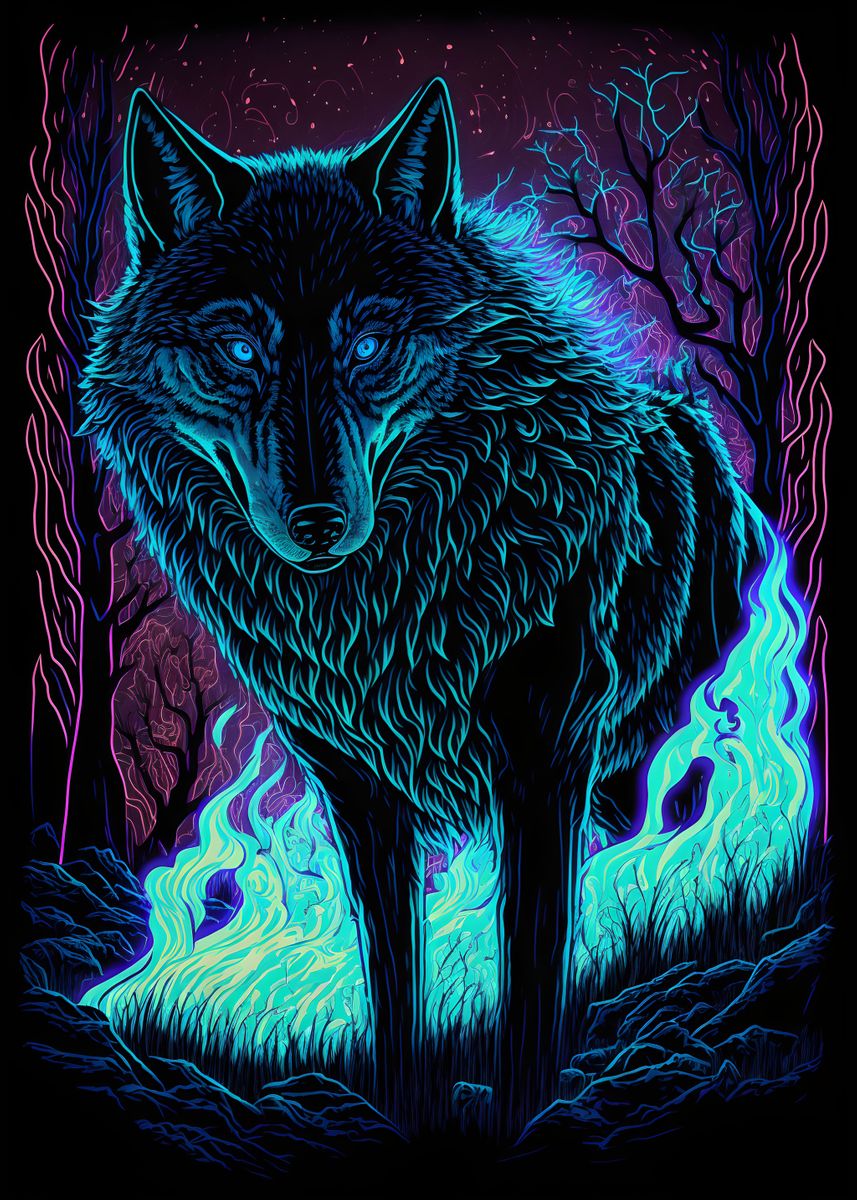 'Wolf Spirit' Poster, picture, metal print, paint by Black Eyed | Displate