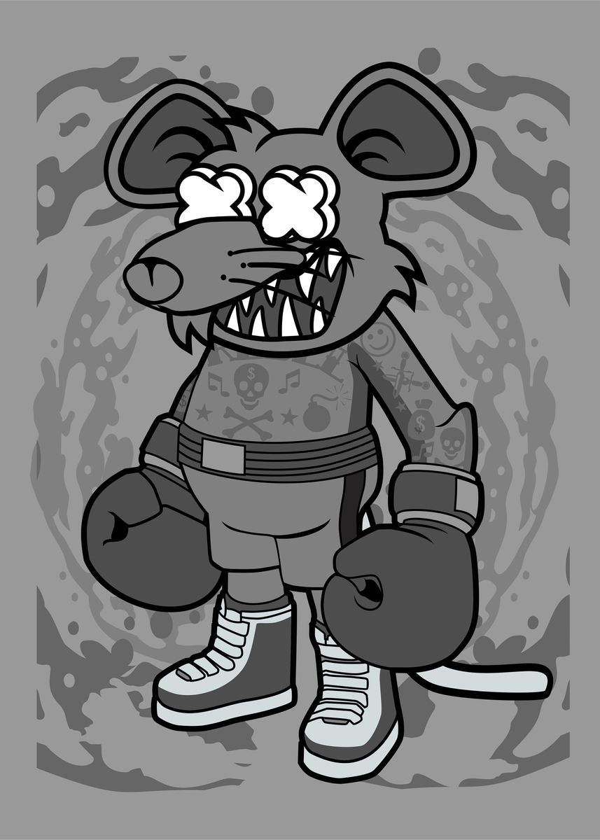 'rat boxer cartoon' Poster, picture, metal print, paint by RickyEKelly ...