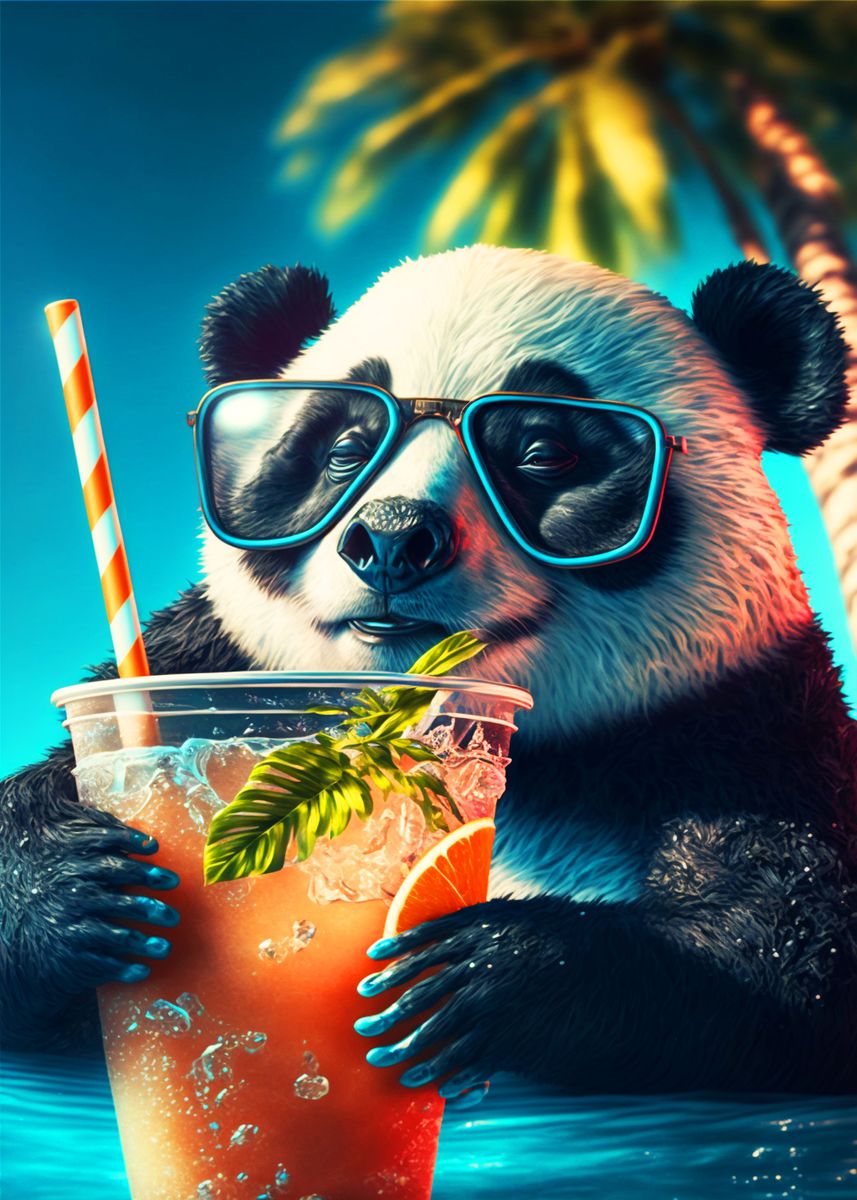 'PANDA Party' Poster, picture, metal print, paint by Monika Bürger ...