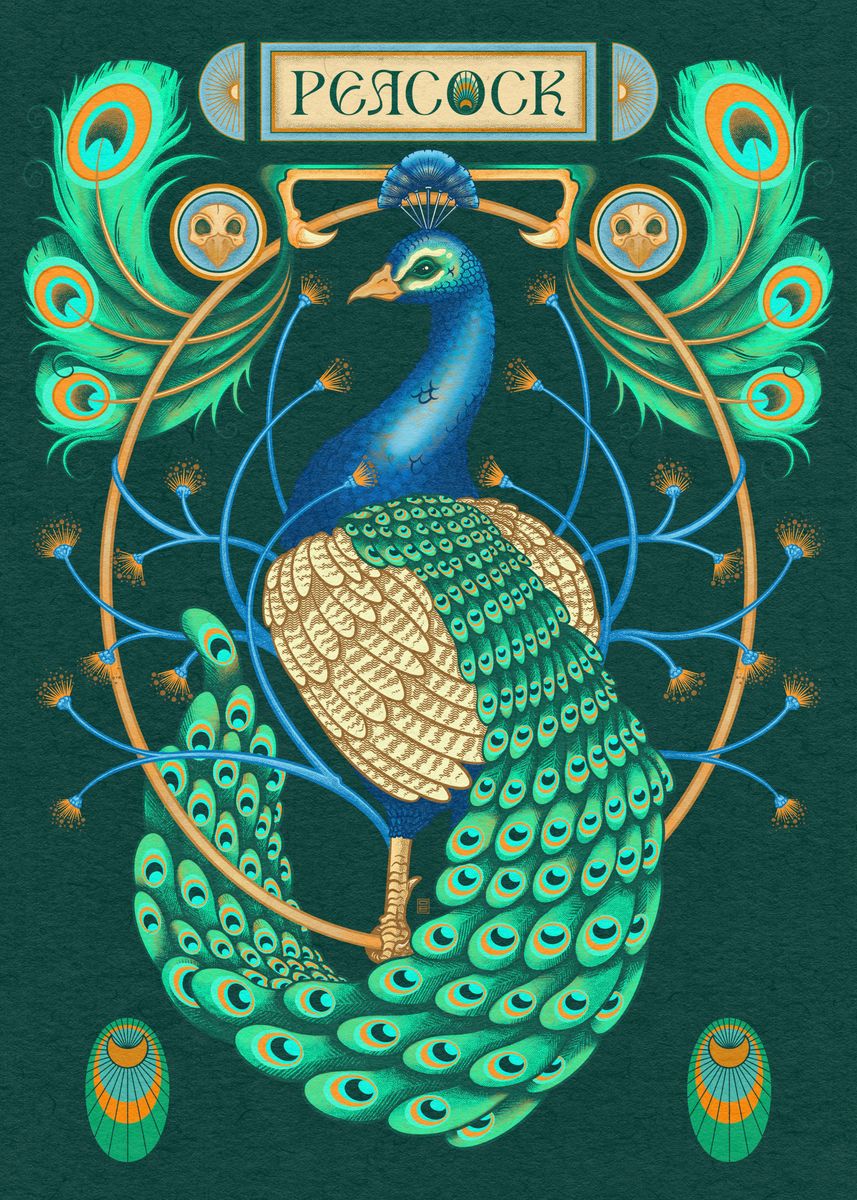 'Peacock' Poster, picture, metal print, paint by Manon Orange | Displate