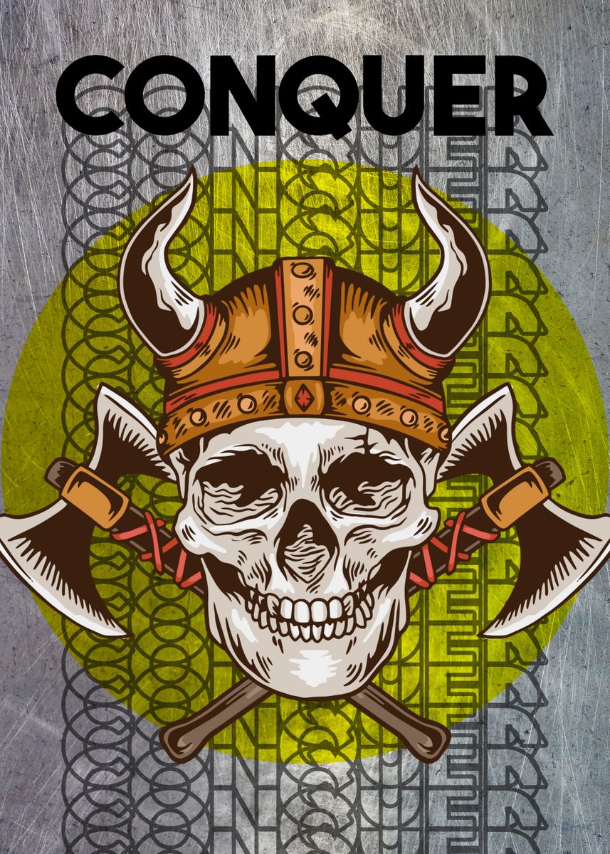 'VIKING SKULL CONQUER' Poster, picture, metal print, paint by Atomic ...