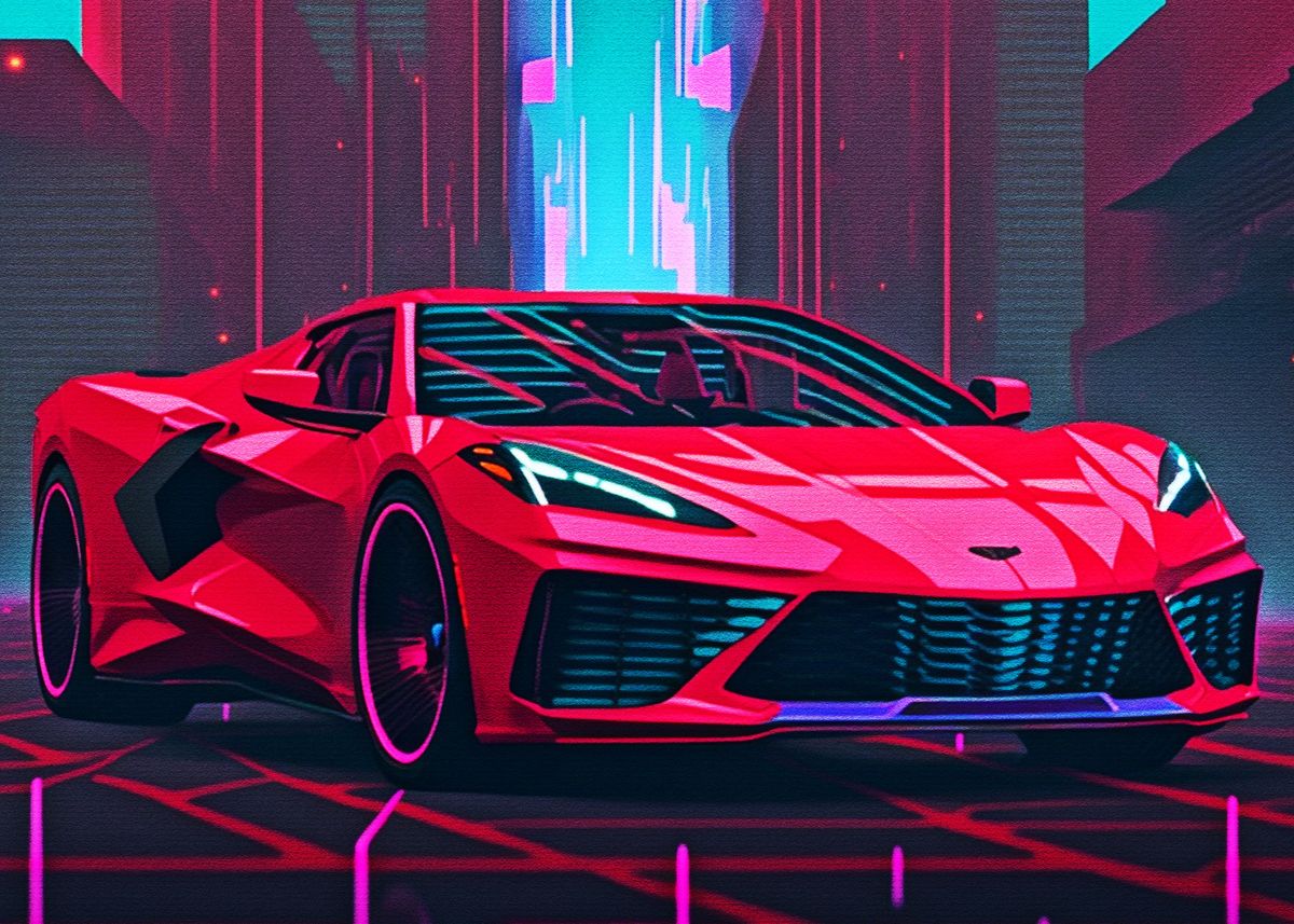 'Colorful Line Red Car' Poster by Coffee Design | Displate