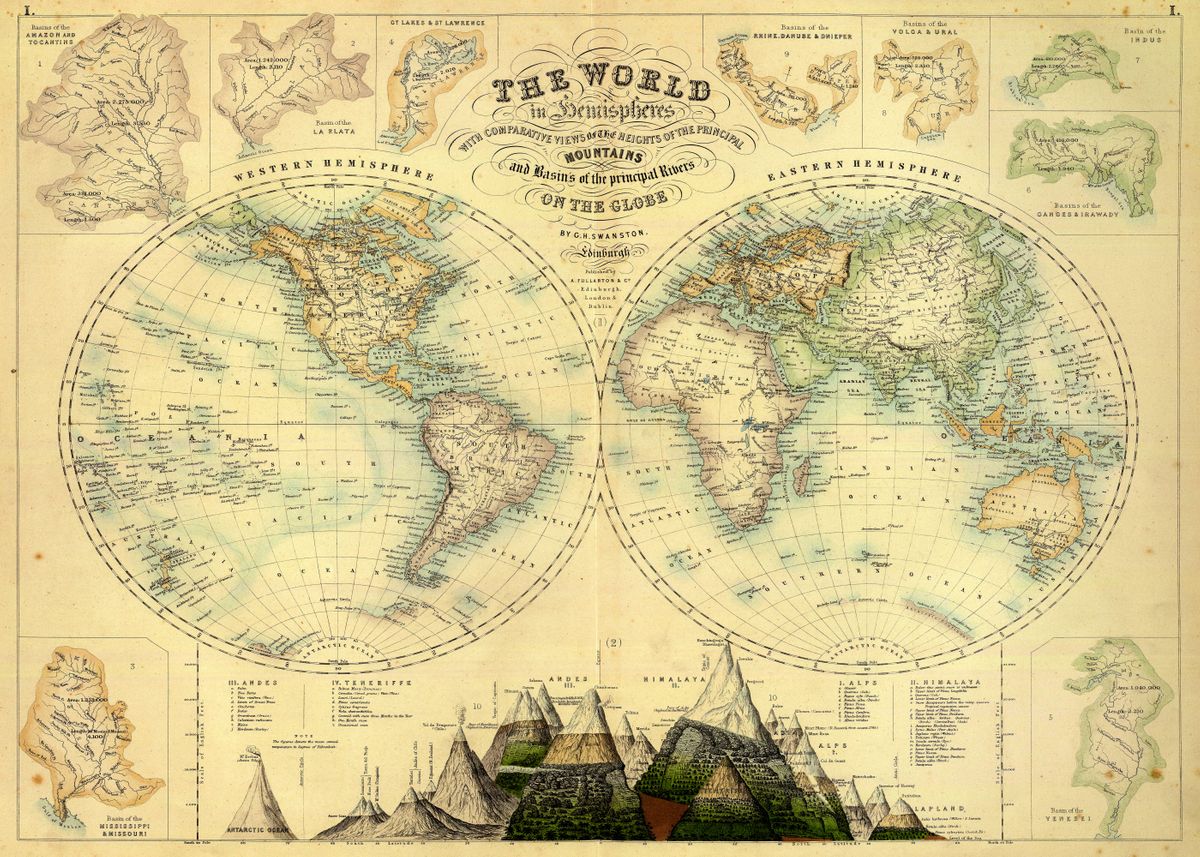 'World in Hemispheres' Poster by Sam Kal | Displate