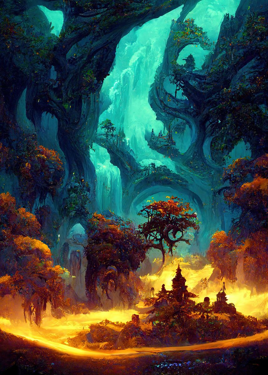 'Exploring the caves' Poster, picture, metal print, paint by Mezma and ...