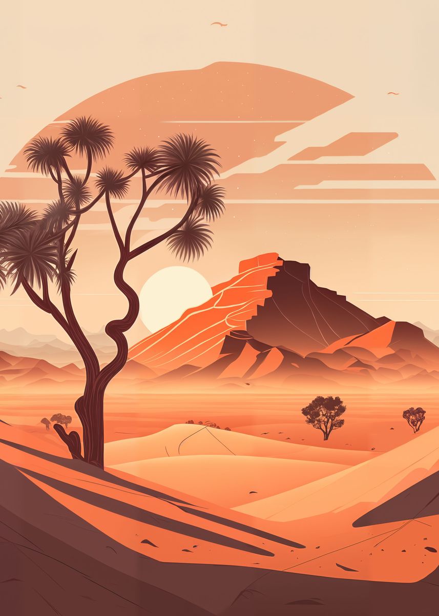 'Deep Desert' Poster, picture, metal print, paint by DervlexArt | Displate