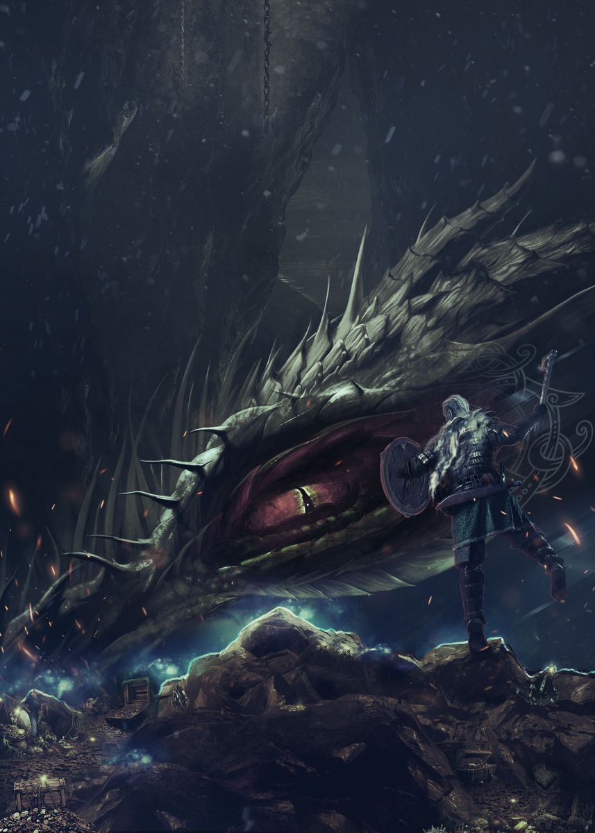 'Sigurd and Fafnir' Poster, picture, metal print, paint by ikaruna ...