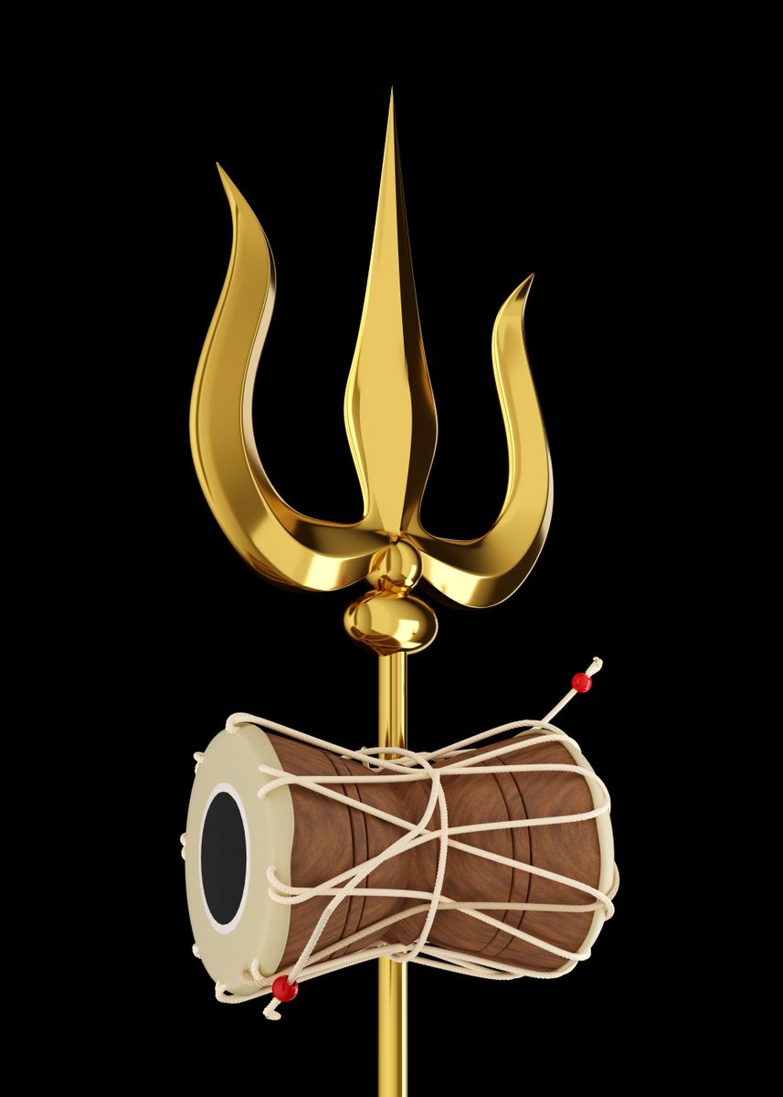 'Shivas Trishul with Damru' Poster, picture, metal print, paint by ...