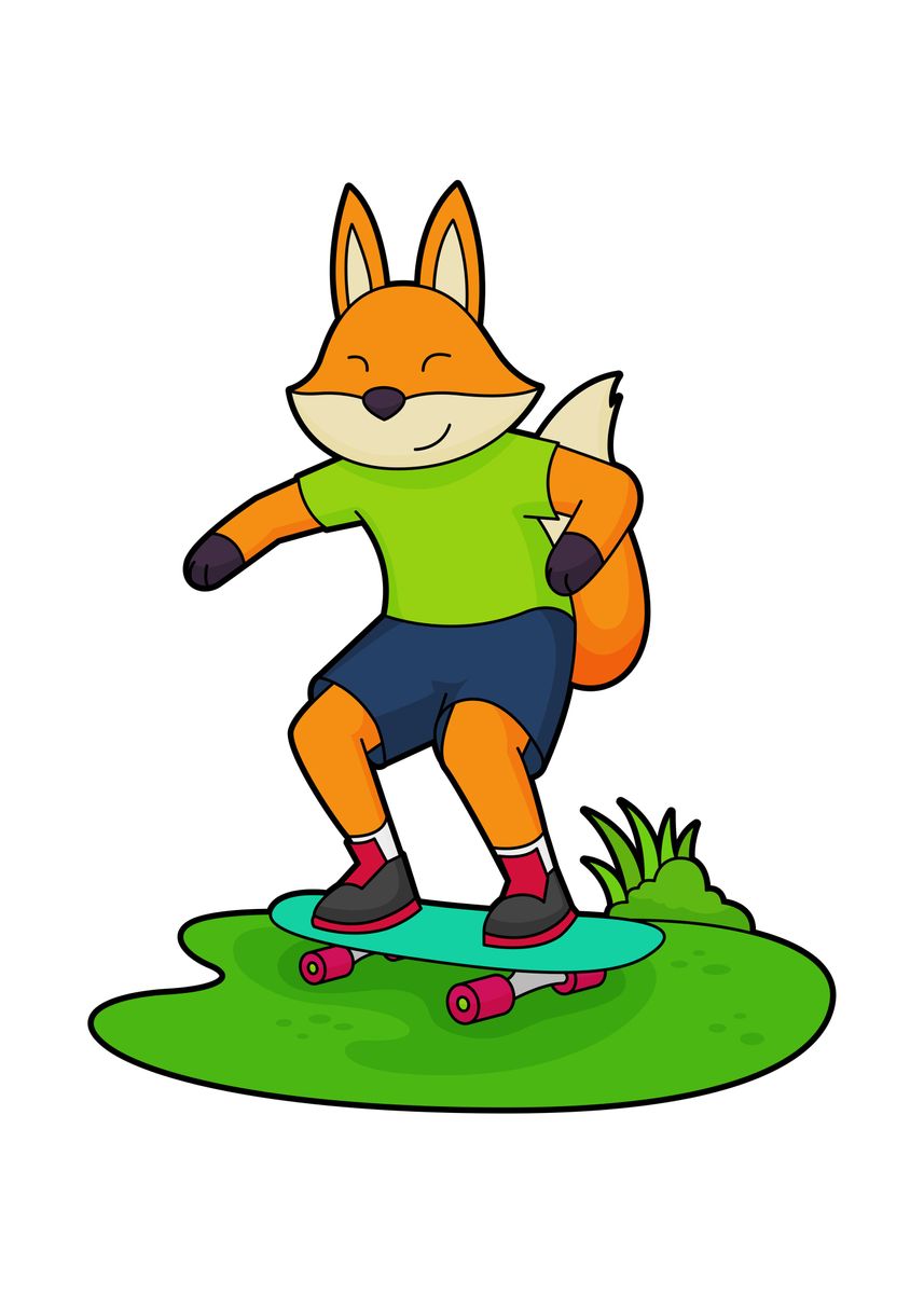 'Fox Skater Skateboard' Poster, picture, metal print, paint by Markus ...