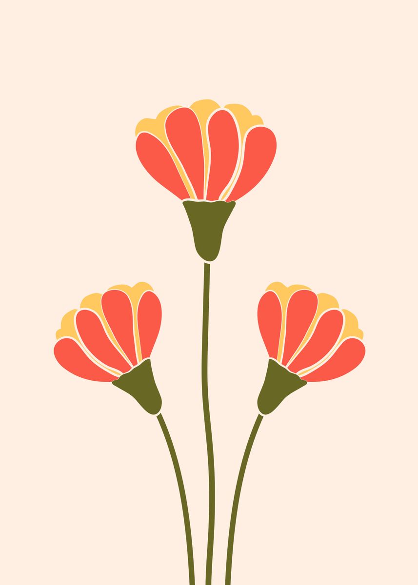 'Cute Botanical flowers art' Poster, picture, metal print, paint by ...