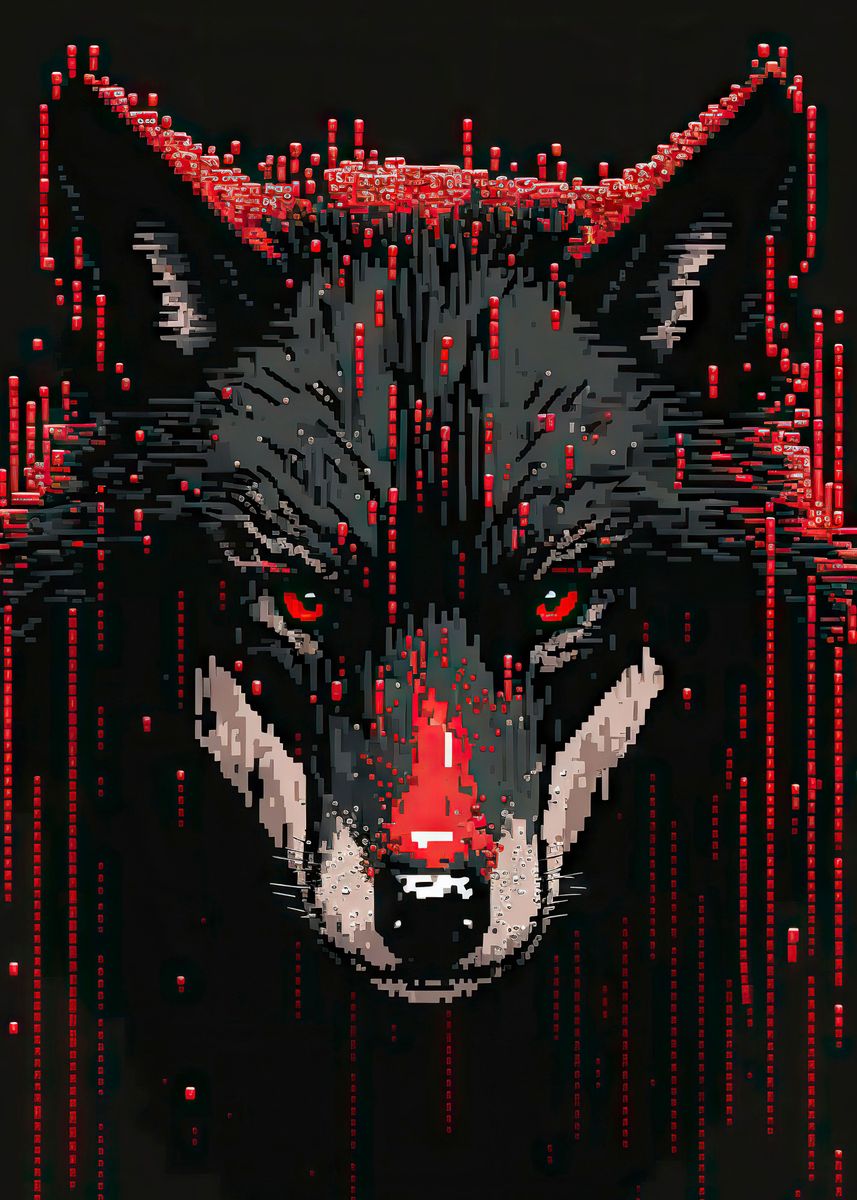 'Pixel Wolf' Poster, picture, metal print, paint by Stephen Schreck ...