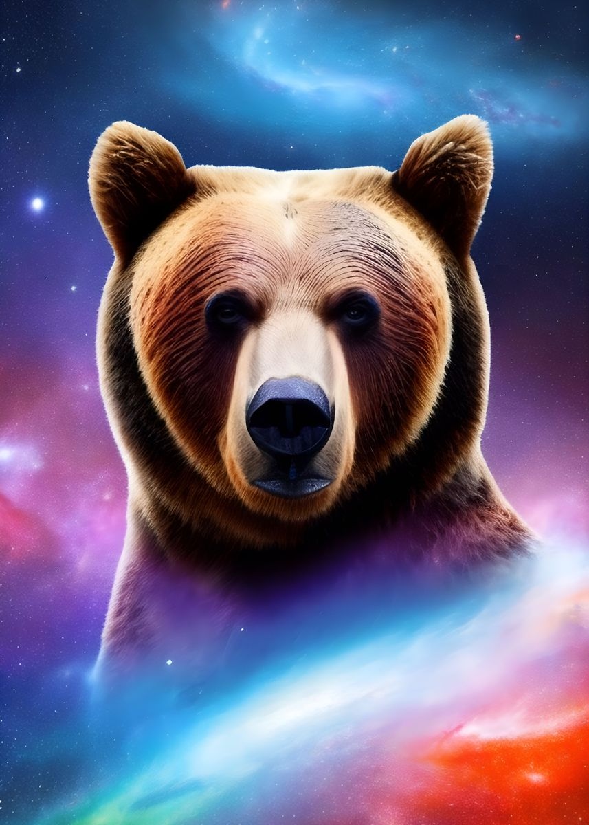 'Astral Bear' Poster, picture, metal print, paint by Antom | Displate
