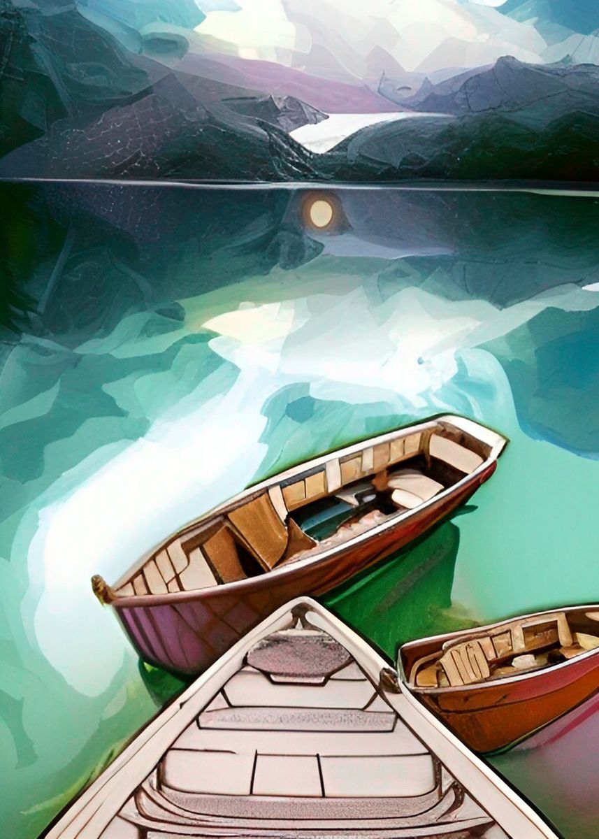 'Boats at lake nature' Poster by Max Ronn | Displate