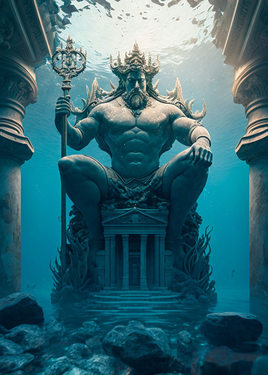 'Neptune Underwater' Poster, picture, metal print, paint by Holzkovic ...