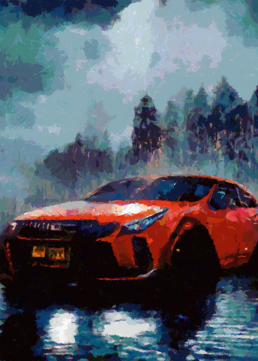 'Red car abstract' Poster, picture, metal print, paint by Dark Zeka ...