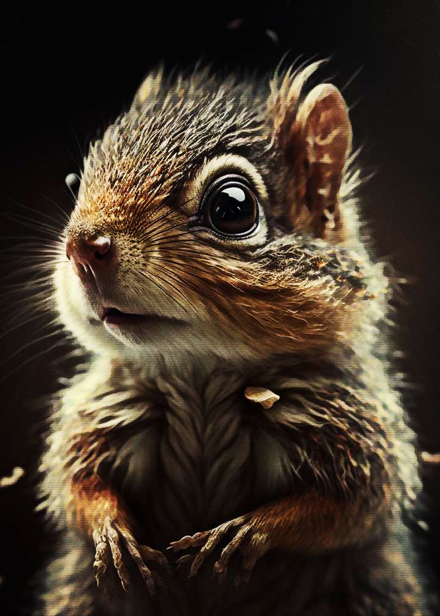 'Cute Squirrel Portrait' Poster, picture, metal print, paint by Muh ...