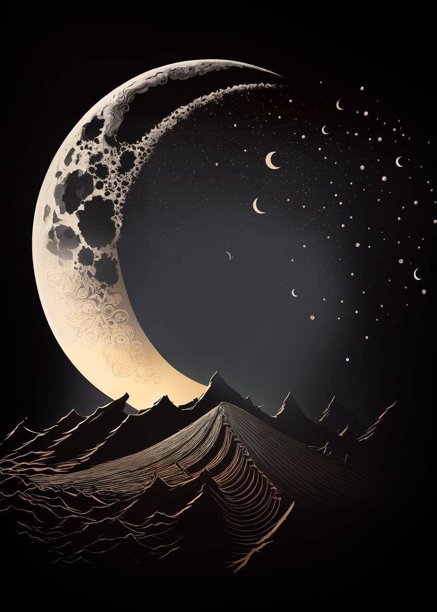 'Mystical Moons' Poster, picture, metal print, paint by DervlexArt ...
