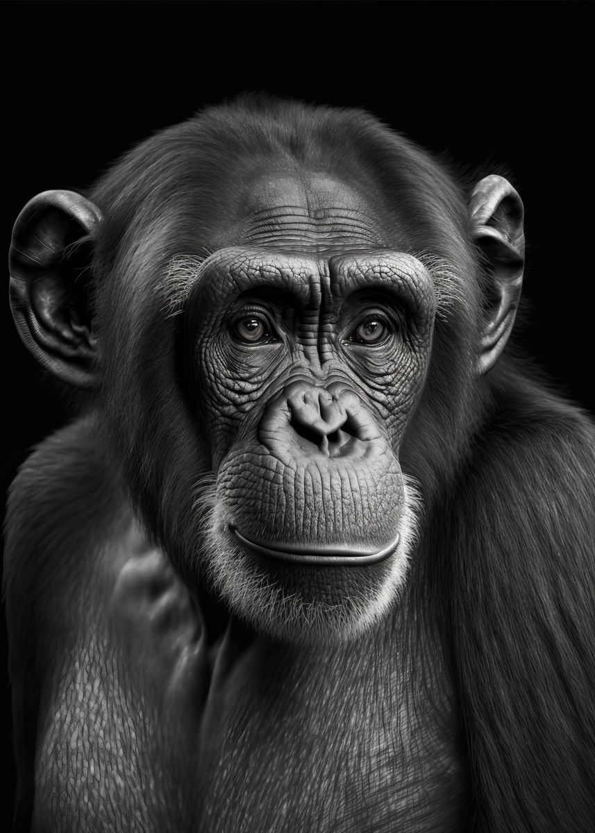 'Portrait of a Chimpanzee' Poster, picture, metal print, paint by Five ...