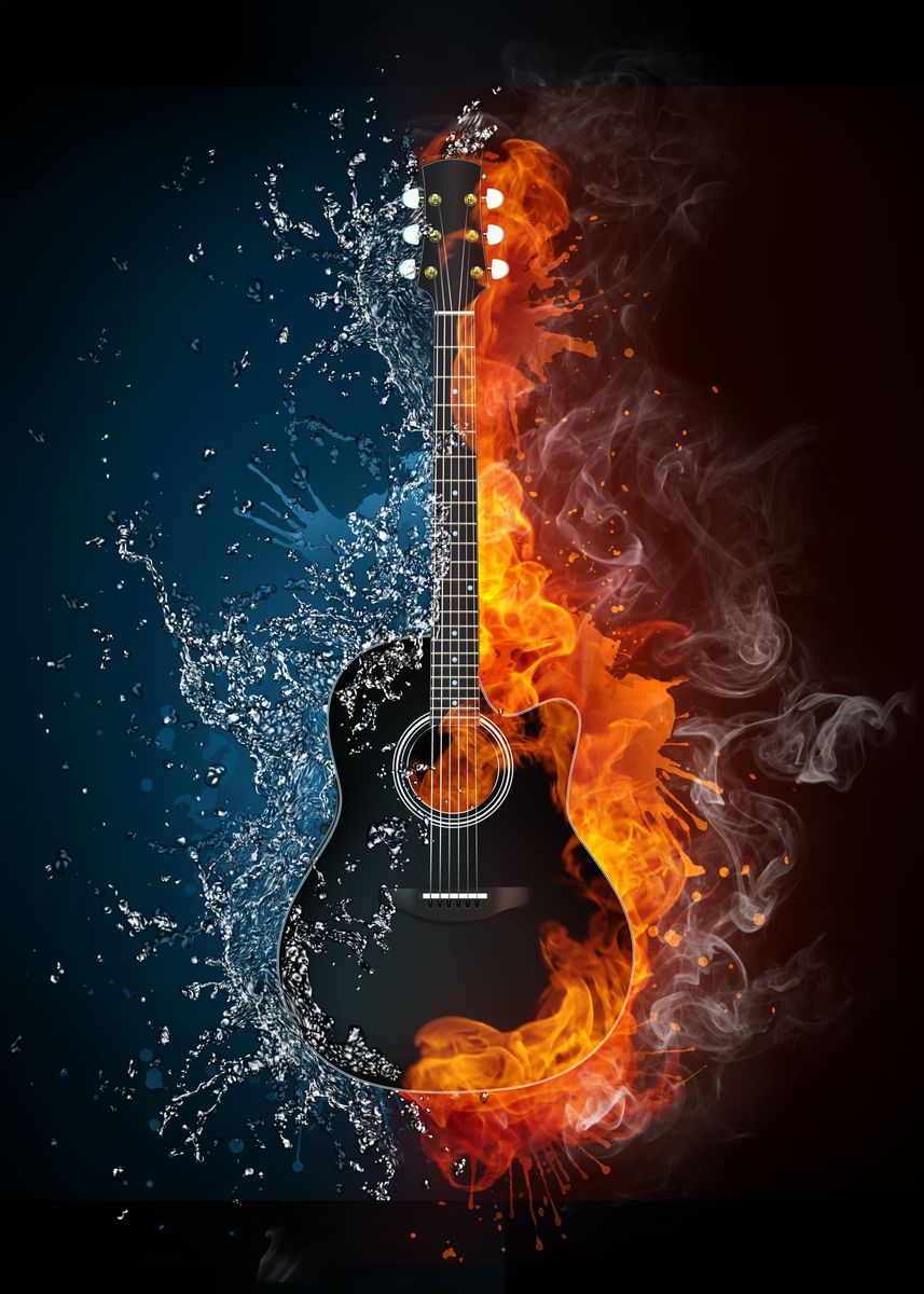 'Acoustic guitar' Poster, picture, metal print, paint by rhysm Funny ...