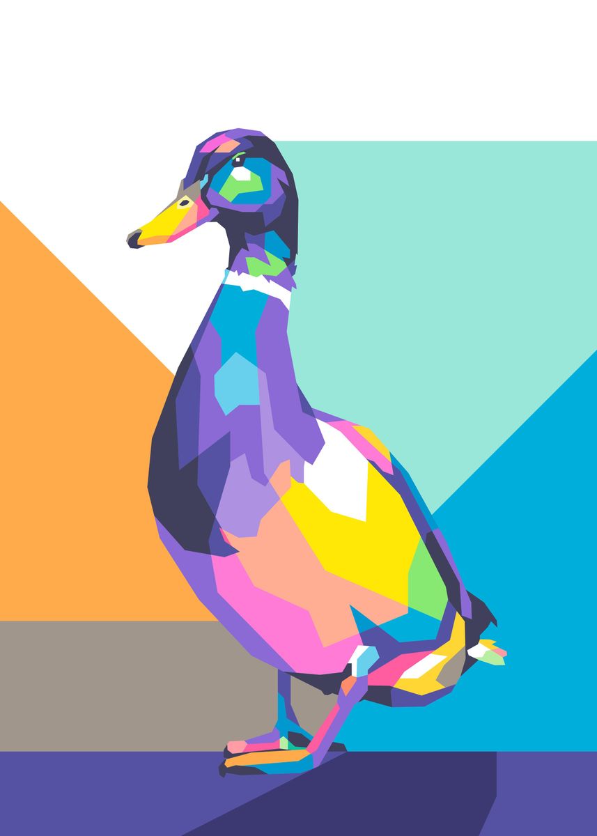 'Duck in WPAP' Poster, picture, metal print, paint by V Styler | Displate