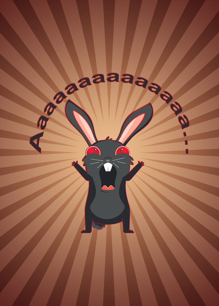 'Black rabbit screaming' Poster, picture, metal print, paint by ...