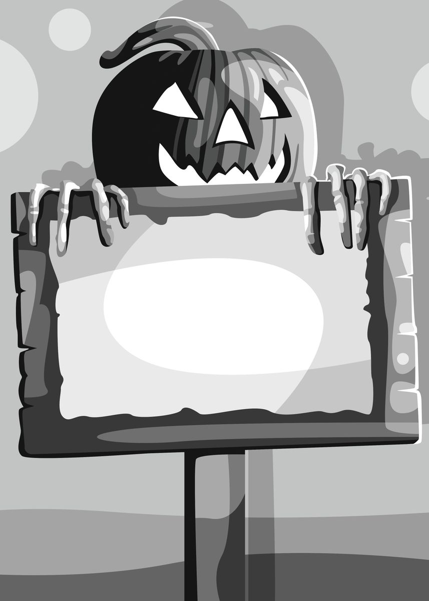 'Black and white Halloween' Poster, picture, metal print, paint by ...