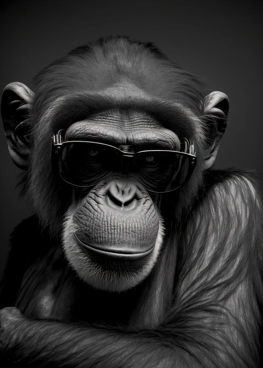 'Portrait of a Chimpanzee' Poster, picture, metal print, paint by Five ...