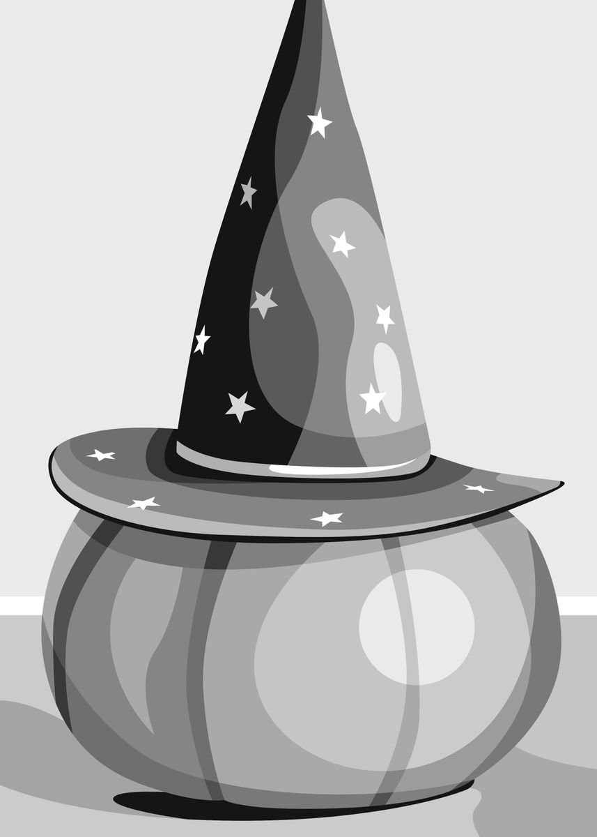 'Pumpkin Hat Grayscale Art' Poster by Rizky Dwi | Displate