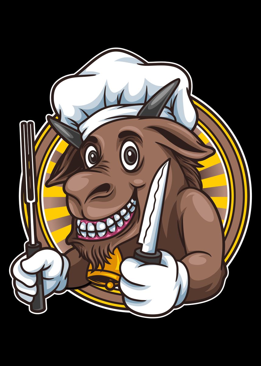 'Goat Chef Mascot ' Poster, picture, metal print, paint by hendra ...