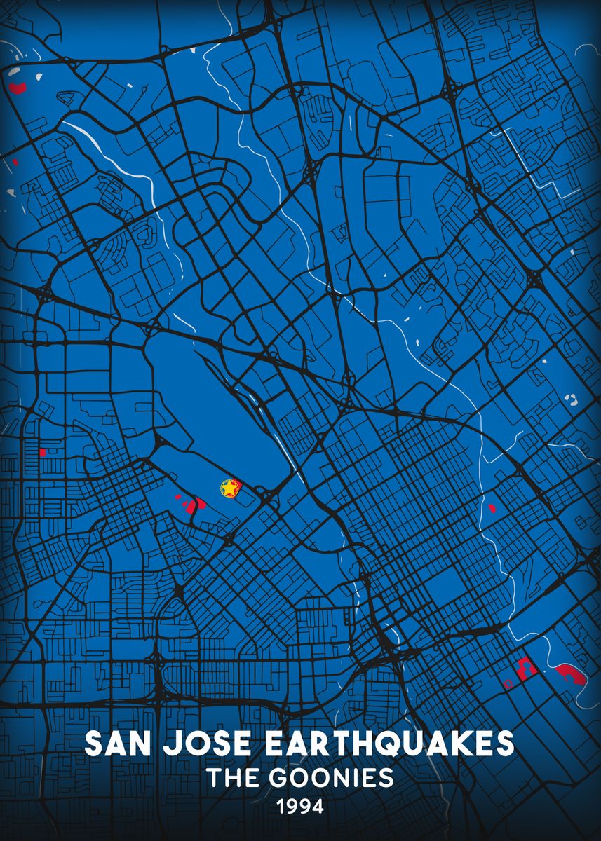'San Jose Earthquakes Avaya' Poster, picture, metal print, paint by ...